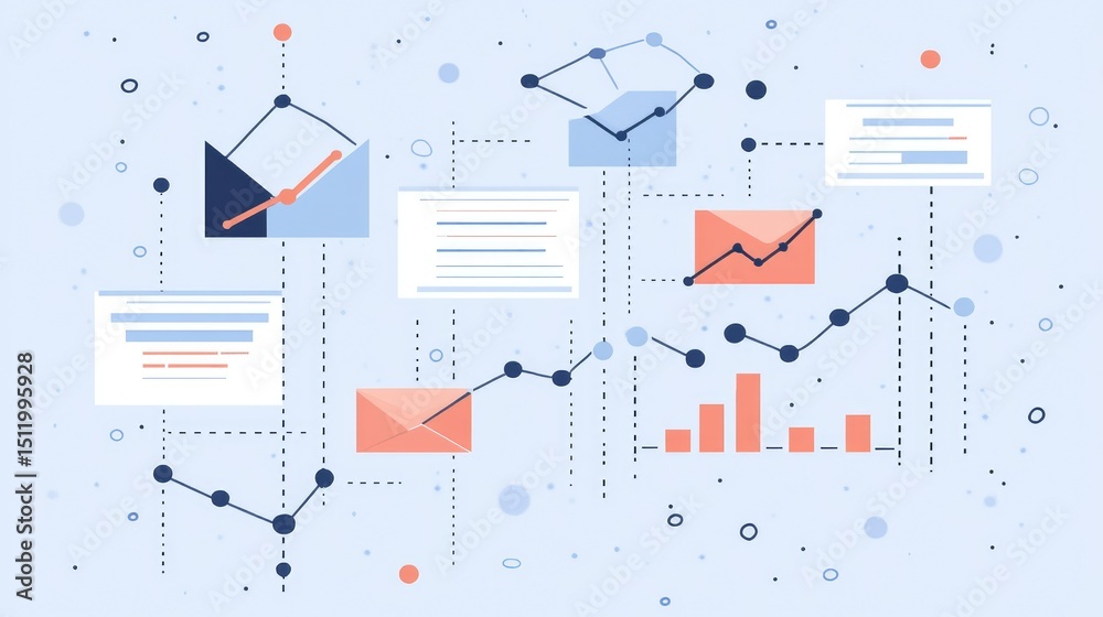 Email campaign performance chart with open rate and conversion bar ...