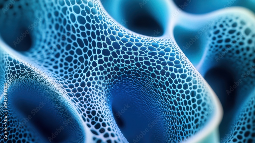 Intricate blue cellular structure showcasing patterns and textures in ...
