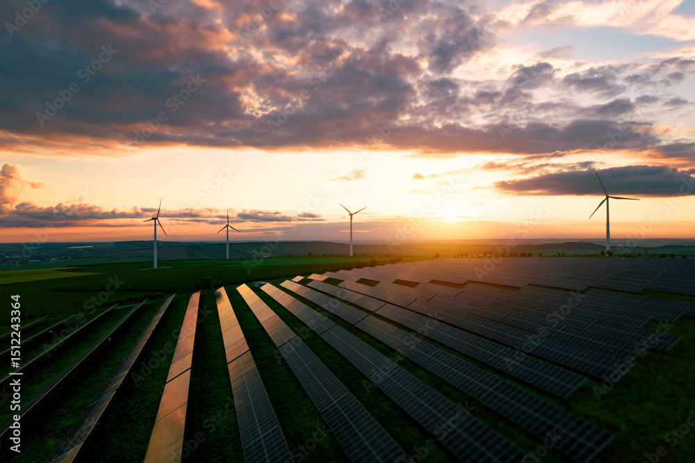 Wind turbines and solar parks are two adopted renewable energy ...