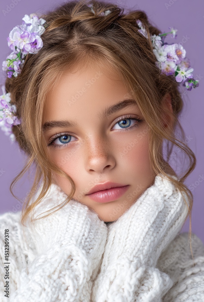 A beautiful girl of Slavic appearance, approximately twelve years old ...