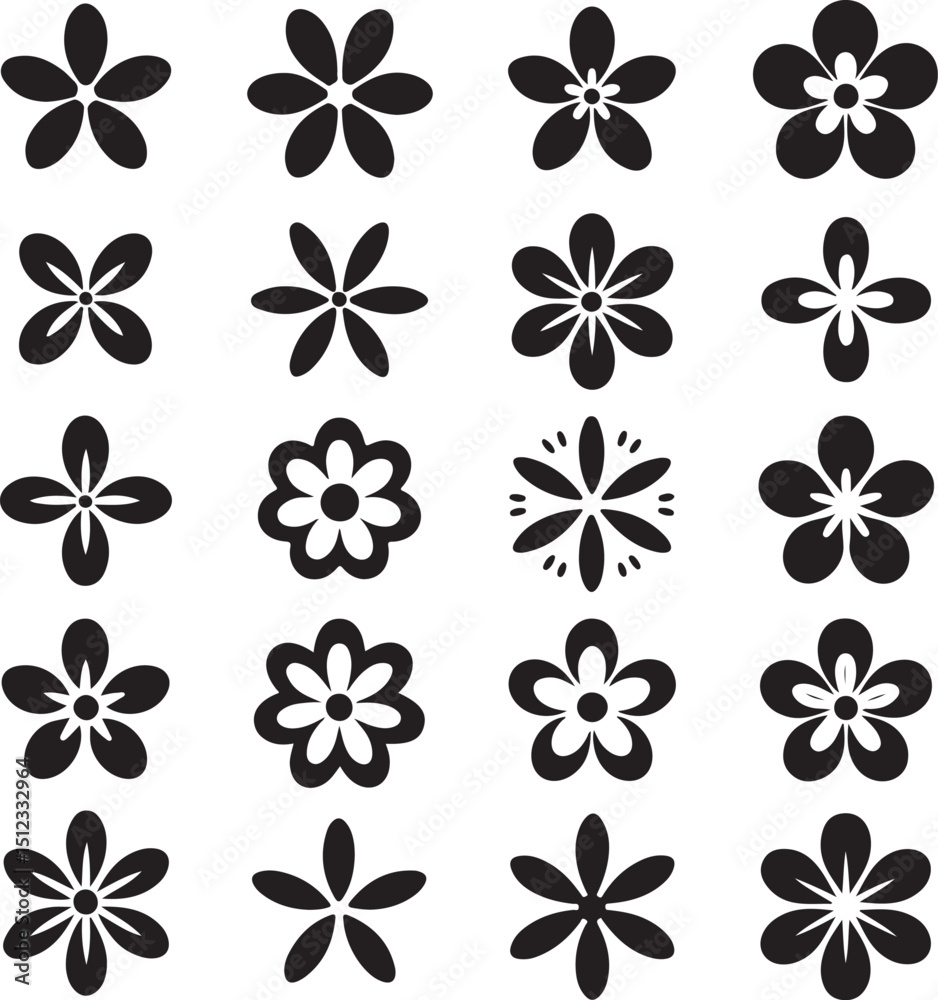 เวกเตอร์ Stock Minimal Flower Icon SVG | Simple Botanical Line Art for ...