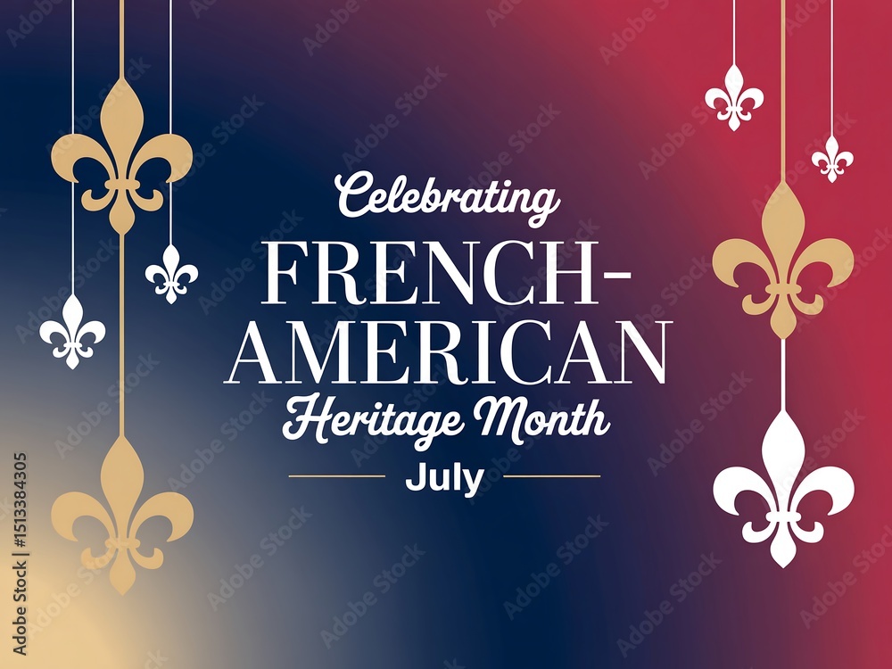 Celebration of french american heritage month with fleur de lis on a ...