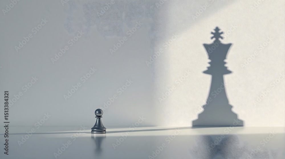 Foto A pawn's transformation conceptual chess piece and king shadow ...
