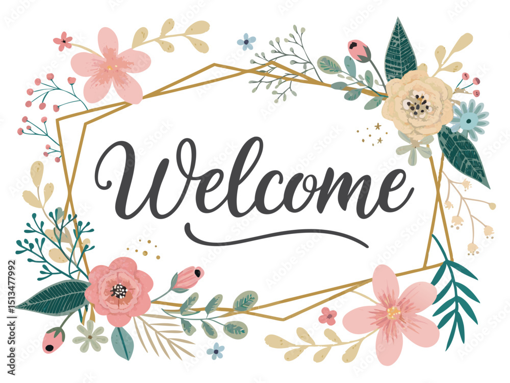 Design a bold, vector wedding welcome sign. Create a strong, impactful ...