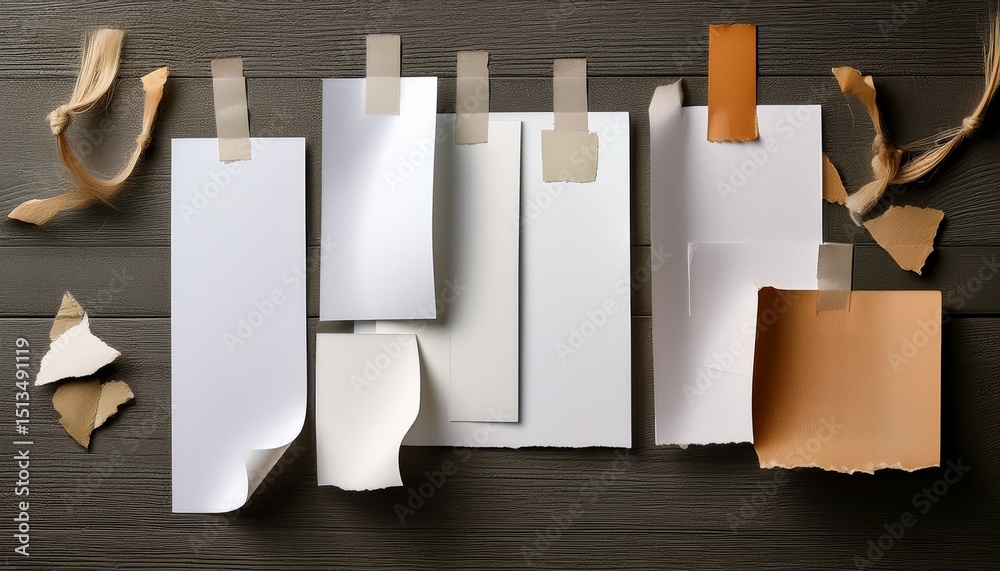 blank white paper with tear off tabs Stock Photo | Adobe Stock