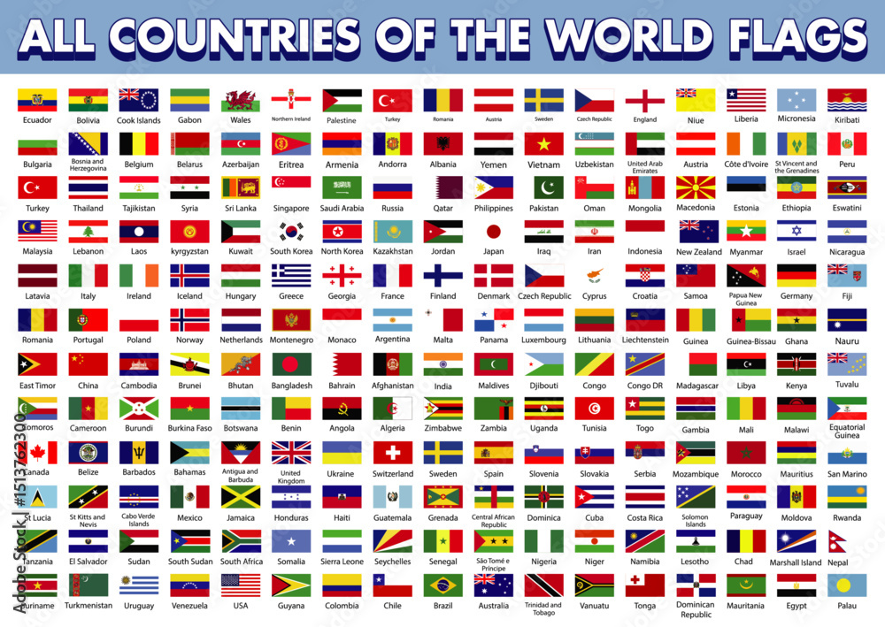 All world flags are vectors of rectangular icons, Flags of all ...
