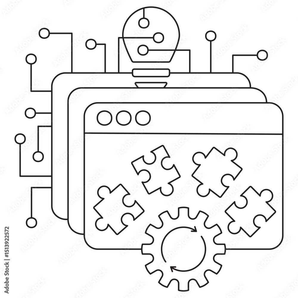 AI Logical models icon. Vector pictogram with thin black lines on ...