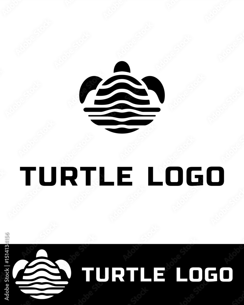 Modern and minimalist black turtle logo design with wave pattern Stock ...