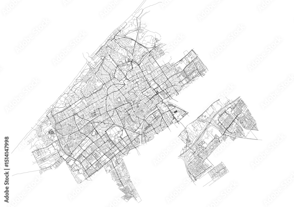 Vector de Stock Highway Vector Map of The Hague – Detailed Road Network ...