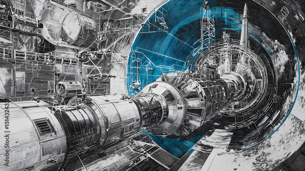 Stock-Illustration „mural for science museum | humanitys mechanical ...