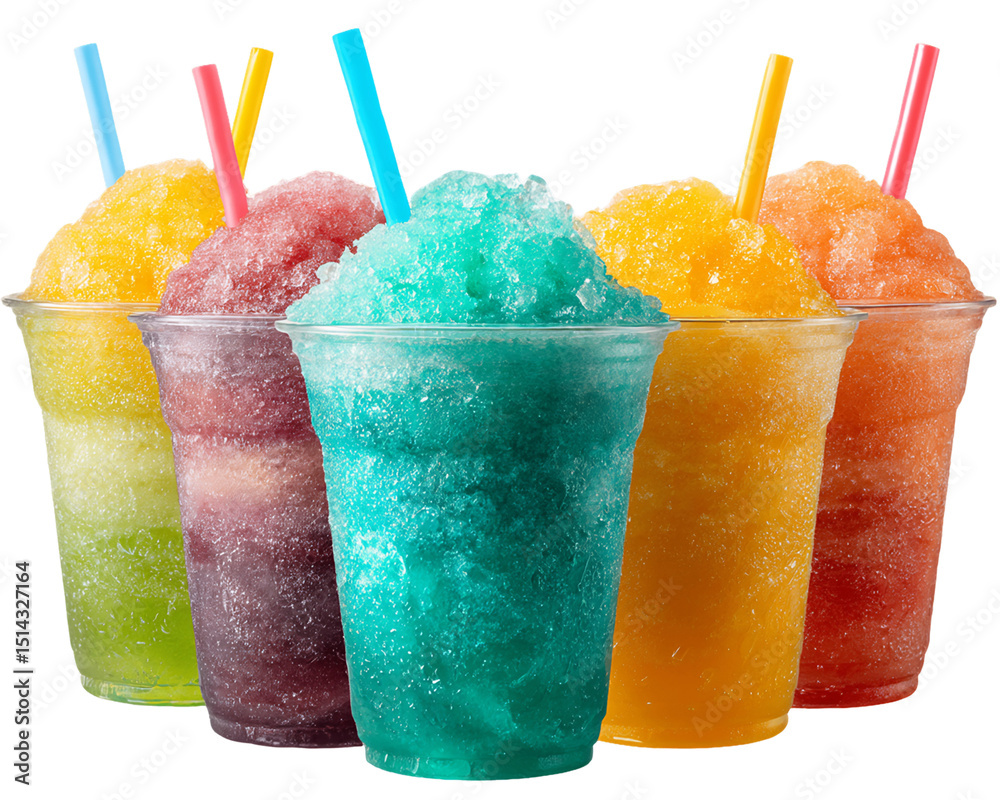 Colorful Shaved Ice Drinks in Plastic Cups, PNG Stock Photo | Adobe Stock