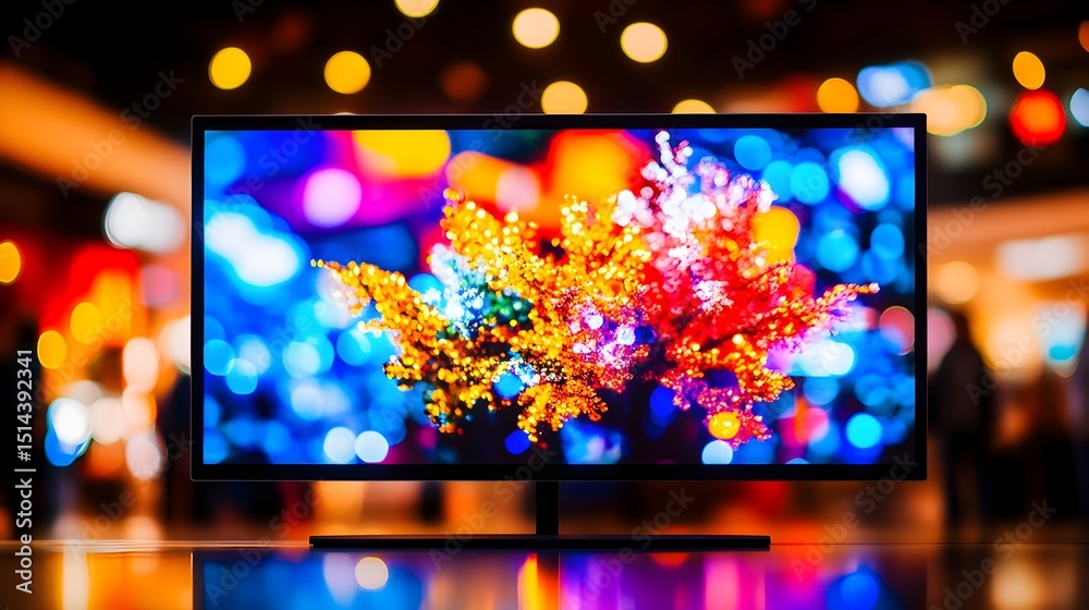 Vibrant, colorful abstract floral display shown on a sleek, modern flat ...