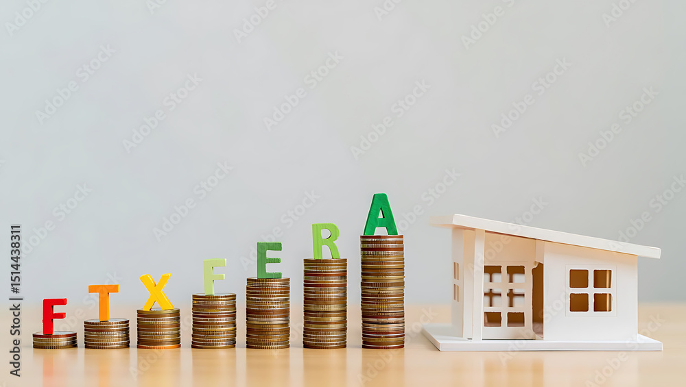 Building financial prosperity and home ownership concept with stacks of ...