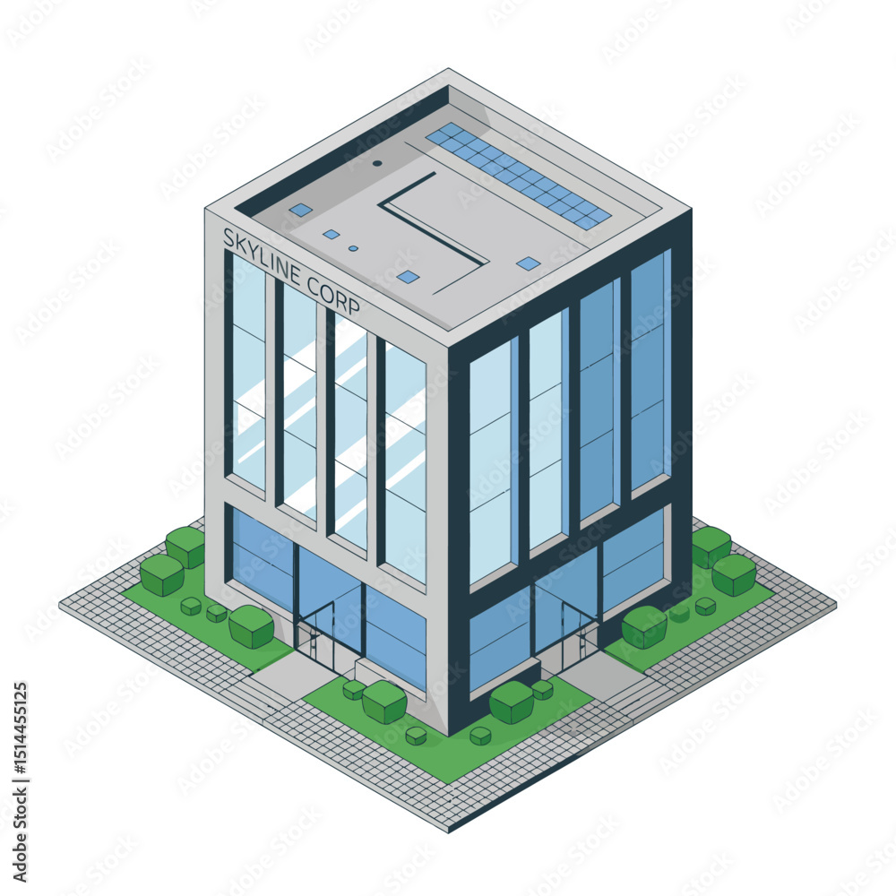 Contemporary 'Office Hub' Glass Building Icon Representing Modern ...