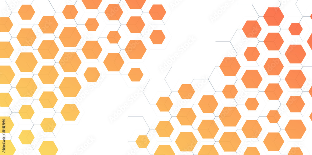 Abstract vector illustration. orange gradient hexagon vector background. Modern honeycomb ...