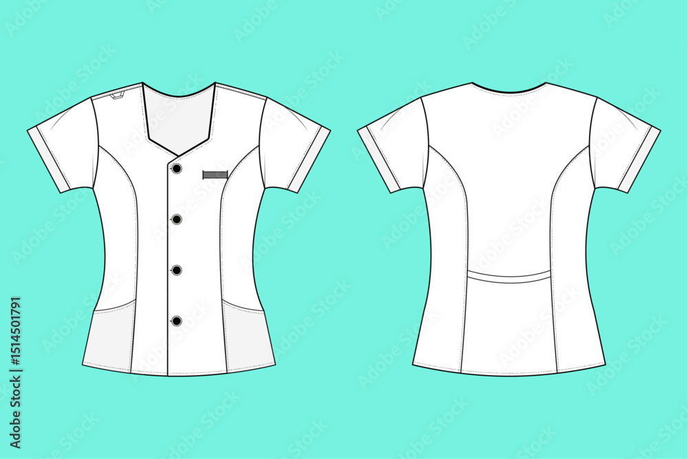 Image vectorielle Stock Black and White Modern Medical Scrub technical ...