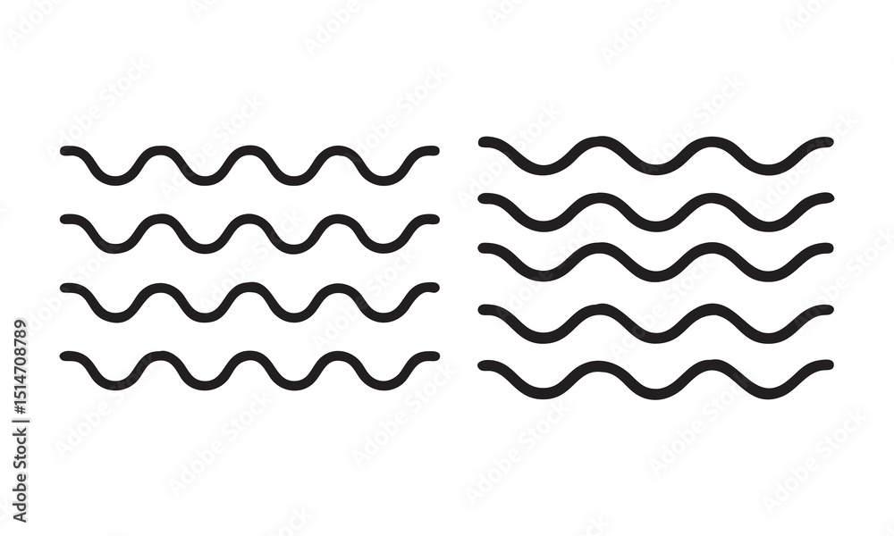 Abstract Wavy Lines and Wave Icons, water, river and sea symbol icon ...