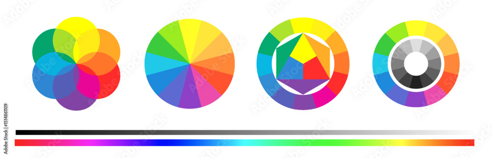 Color wheel with spectrum palette PNG. Circular chart showing primary ...