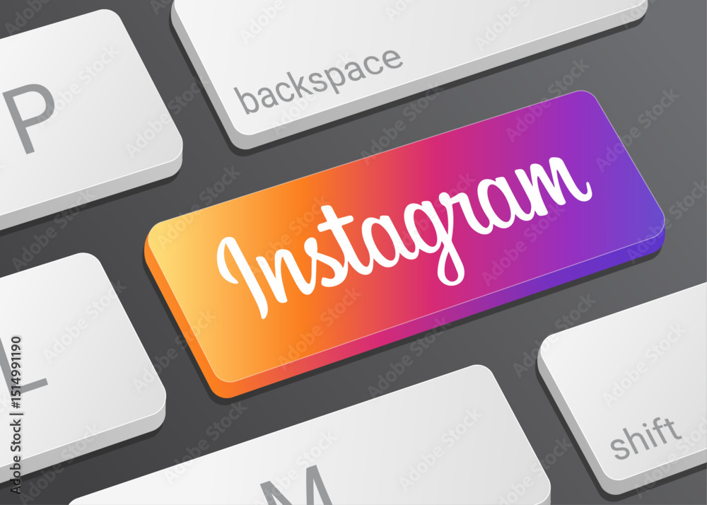 Instagram Logo Button on Computer Keyboard with White Icon for Social ...