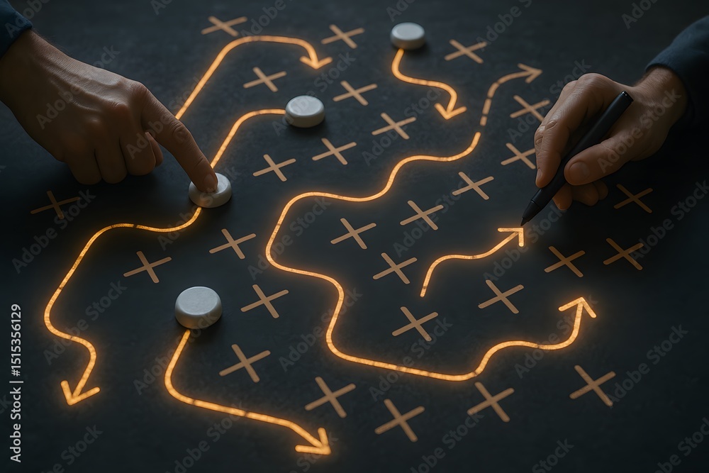 Foto Close-up of a person's hands plotting a strategic plan ...