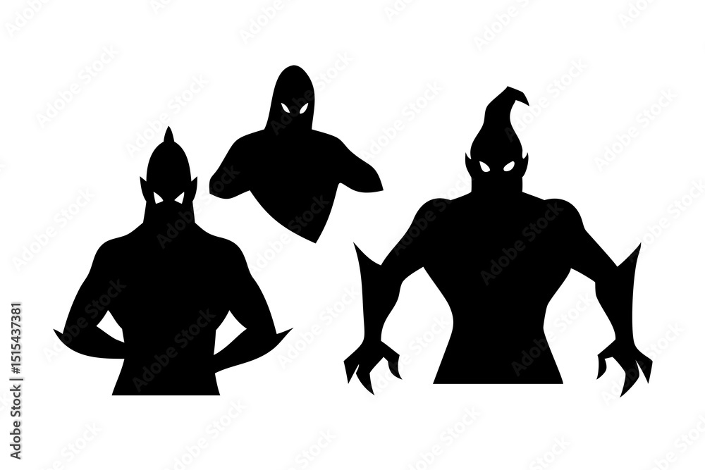 Silhouette Villain Collection Full Body Monster Portraits Stock ...