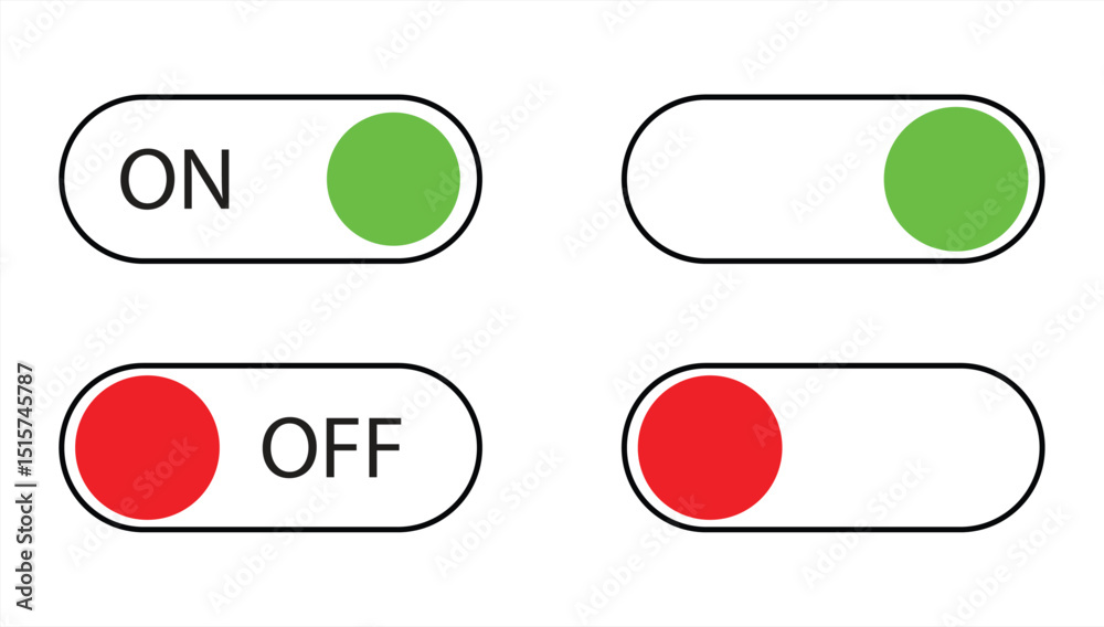 toggle button icon. on off slider set. switch power sign. vector ...