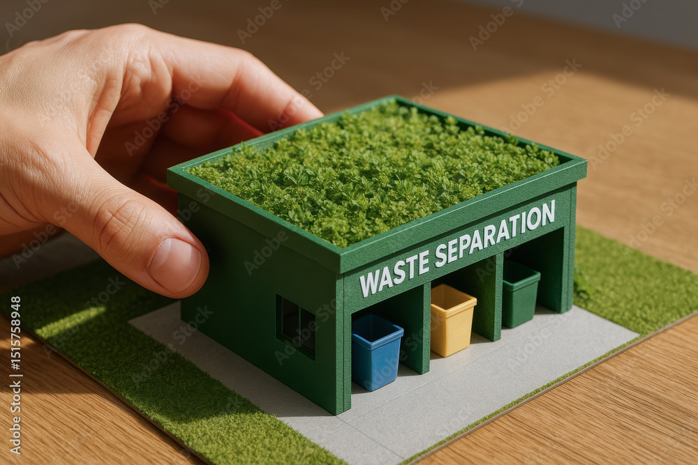 Waste Management theme, Model of waste separation facility with ...