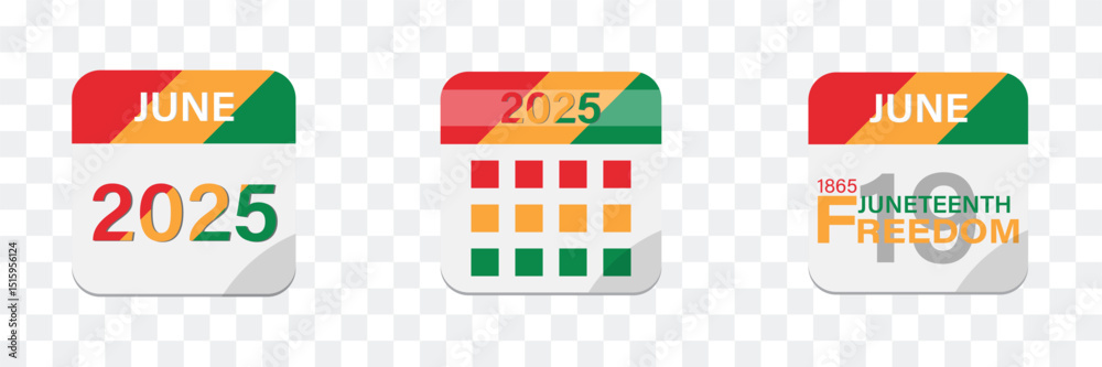 Juneteenth freedom Calendar icon set. Juneteenth Emancipation Day ...