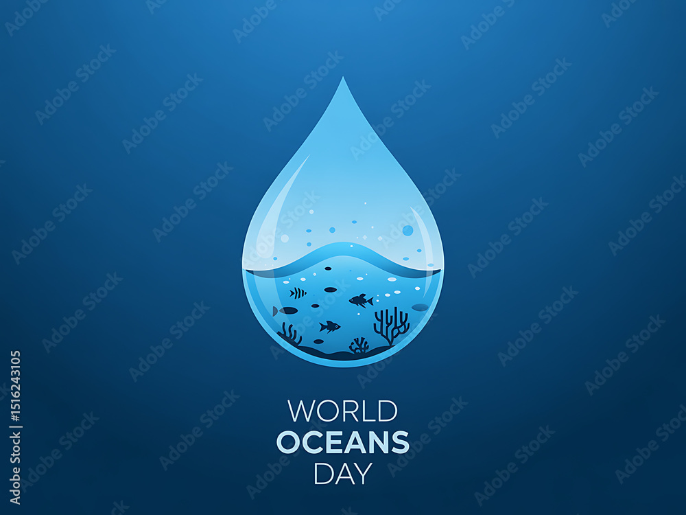 Oceans Day | World Oceans Day Postee, graceful manta ray, sun rays ...