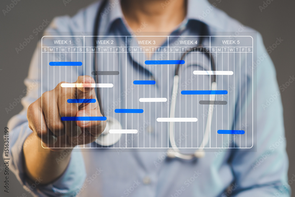 Doctor managing digital weekly calendar, concept of medical scheduling ...