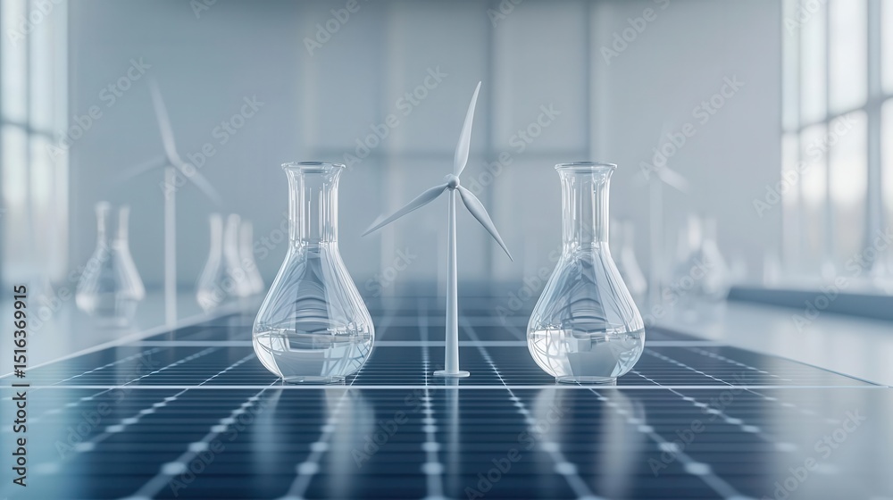 Renewable energy research lab with wind turbine prototypes and solar ...