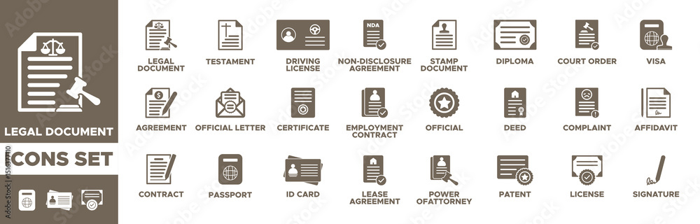 Legal document icon set. legal document icons, legal document ...