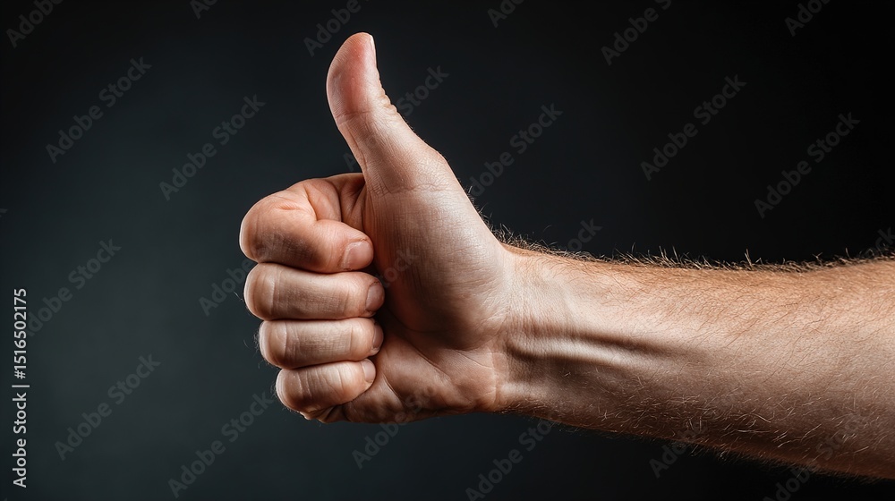 Extremely Long Arm Thumbs Up Gesture Black Backdrop Surreal Body Part ...