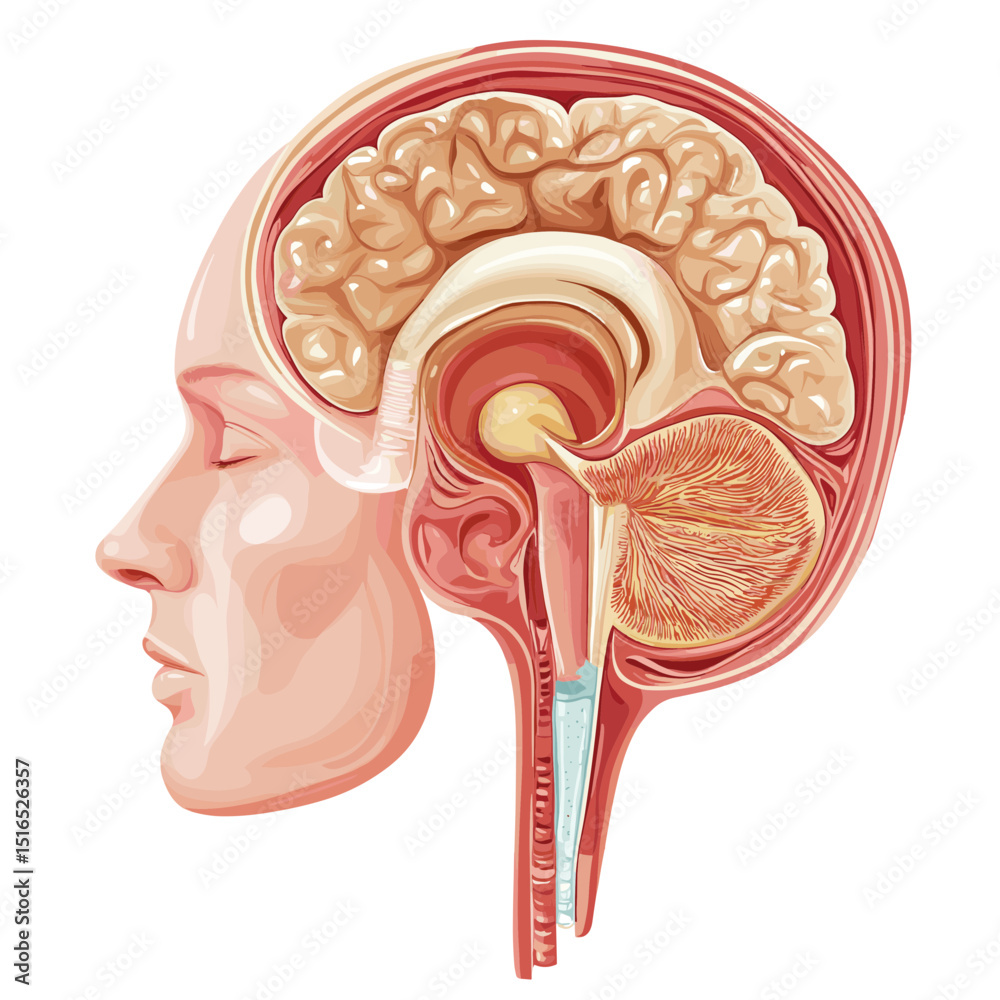 Anatomical Cross Section of Human Brain with Detailed Inner Structures ...