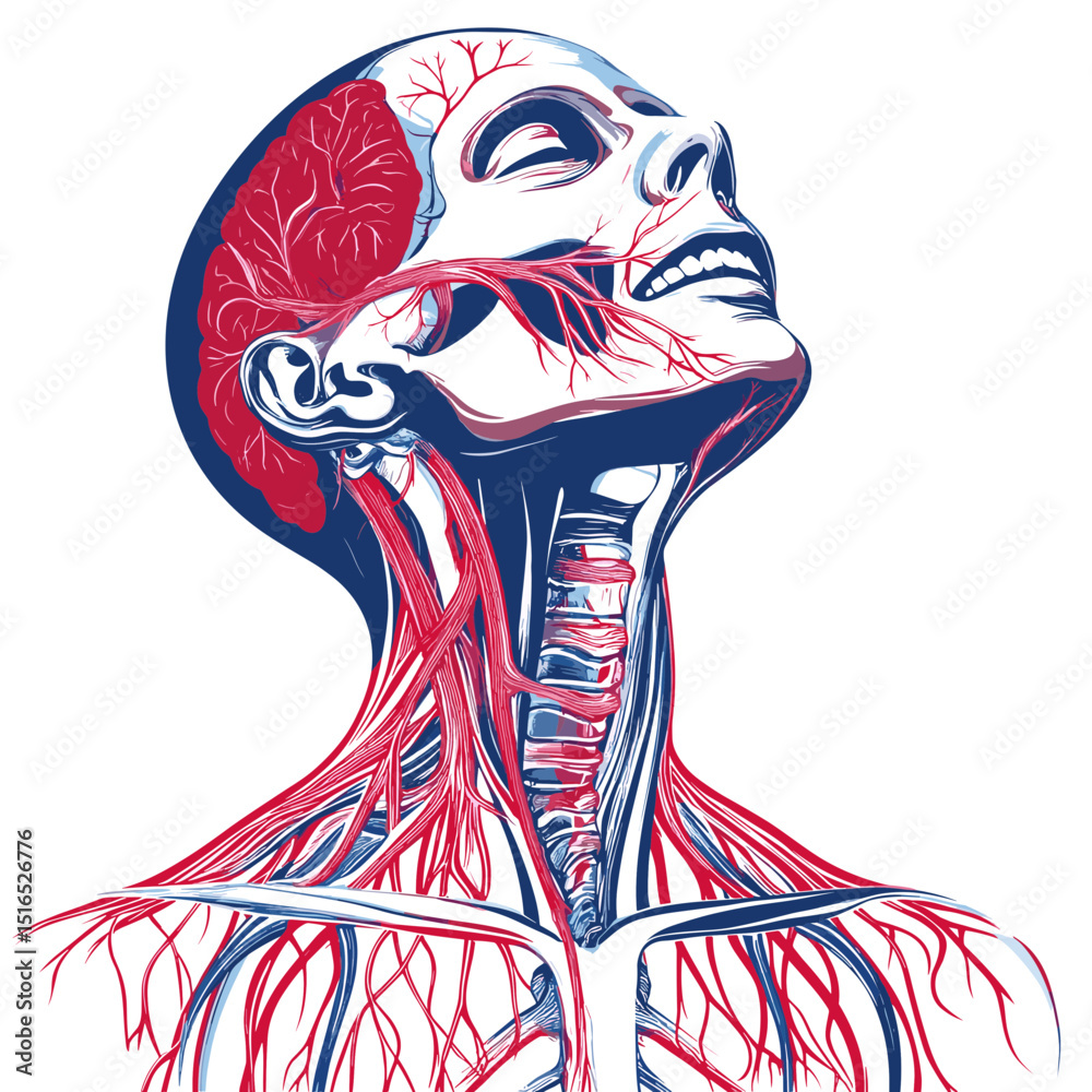 Anatomical Illustration of Human Body Featuring Circulatory System ...