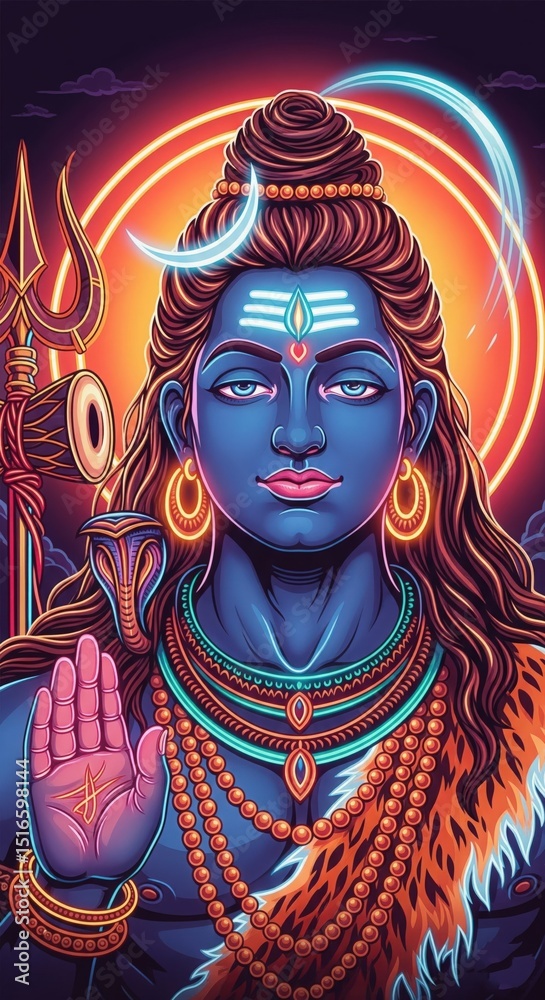 Lord Shiva Mahadev Shankar Neelkanth Adiyogi 4K HD Desktop Laptop neon ...