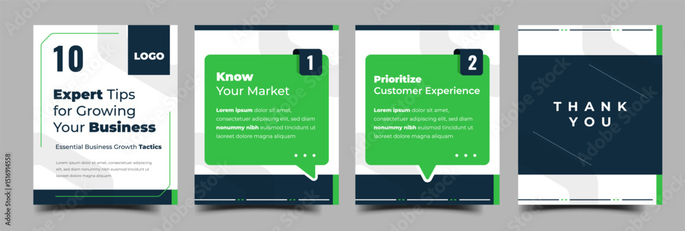 Modern business steps social media carousel template vector design ...