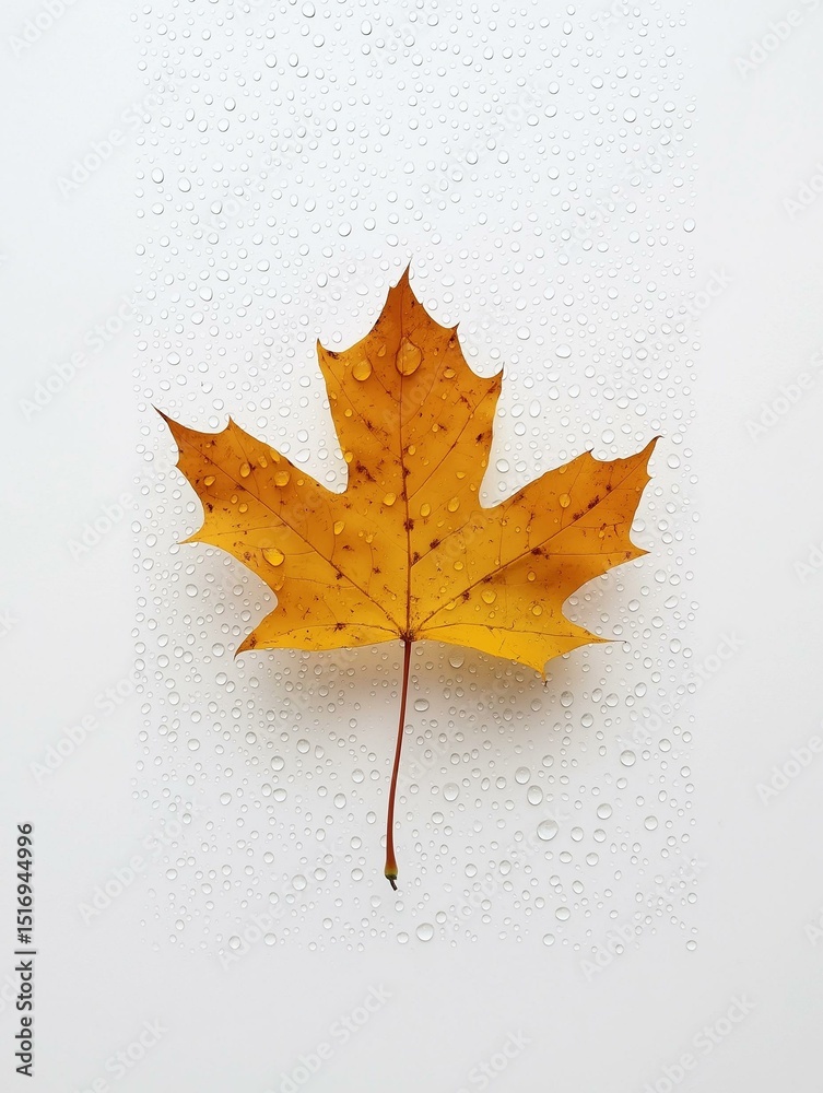 Photograph of a single maple leaf on a white background. the leaf is ...