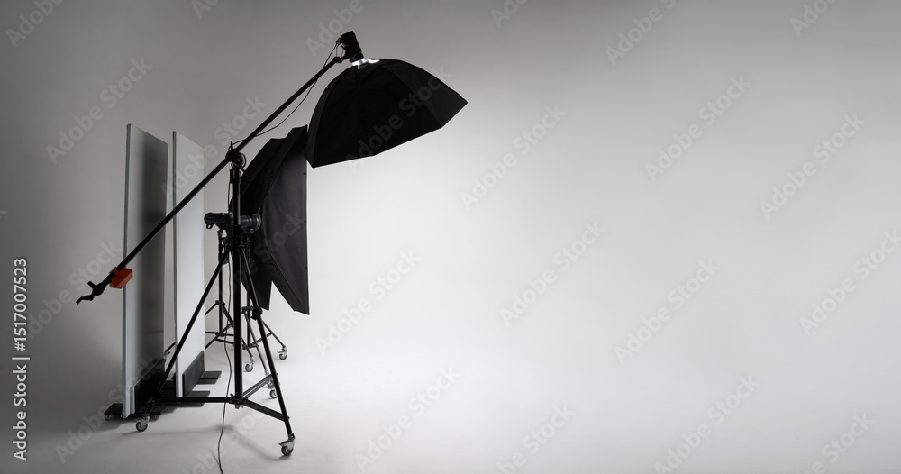 Professional photography studio setup with lighting equipment Stock ...