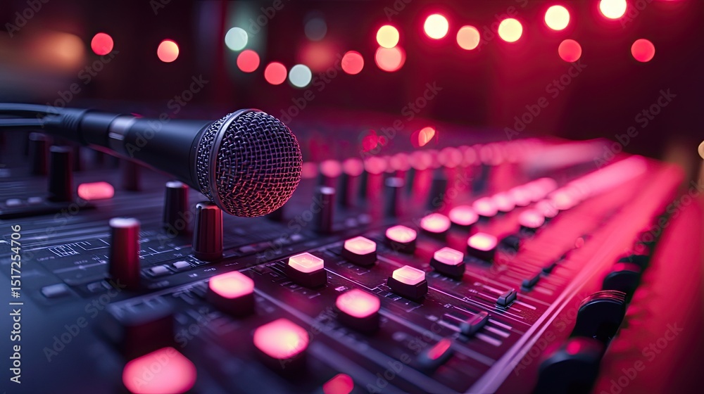 Microphone on soundboard in a nightclub Stock Illustration | Adobe Stock