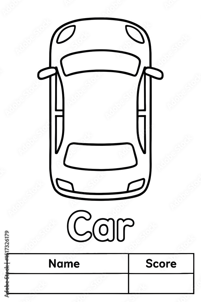 Printable Car Coloring Page for Kids Simple Car Outline for Easy ...