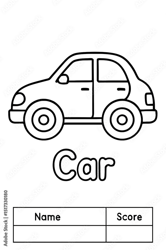 Printable Car Coloring Page for Kids Simple Car Outline for Easy ...