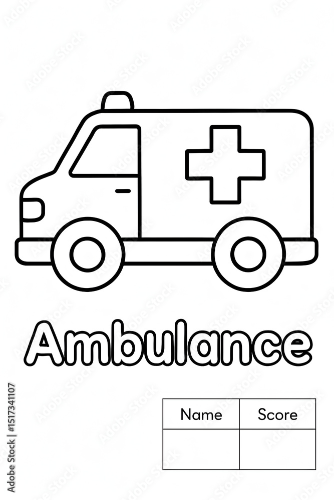 Printable Ambulance Coloring Page for Kids Emergency Vehicle Activity ...