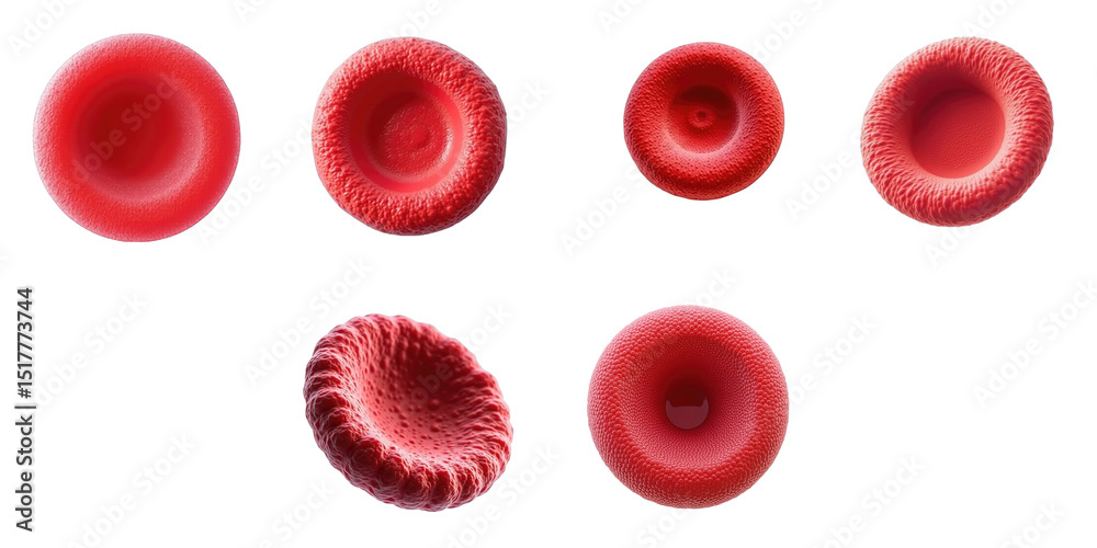 Detailed representation of different types of red blood cells and giant ...