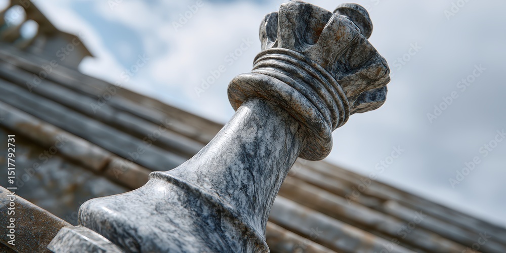 symbolic chess battle, a dramatic low-angle shot shows a giant chess ...
