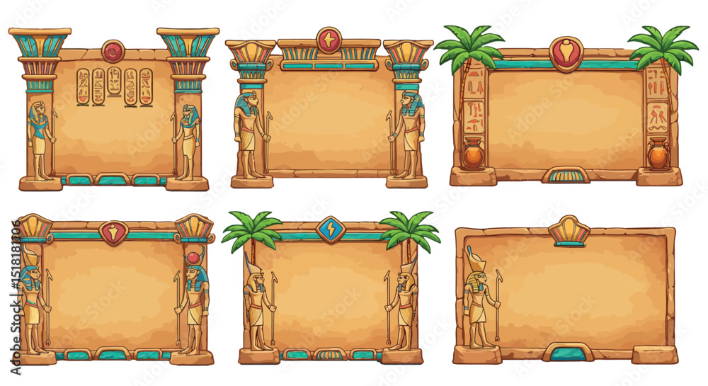 Ancient egyptian themed banner collection featuring hieroglyphics and ...
