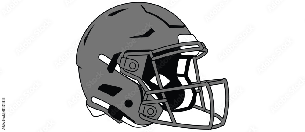 Gray American Football Helmet Side View Illustration Stock Vector ...