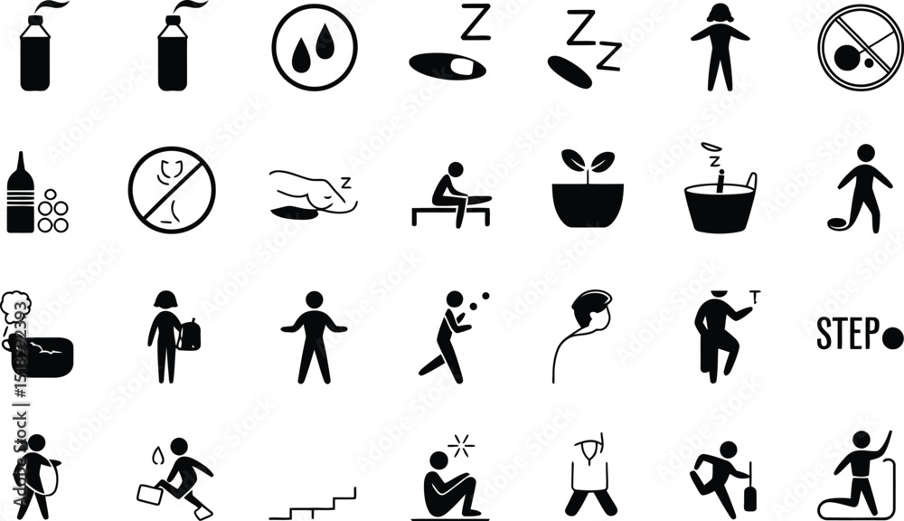 เวกเตอร์ Stock Collection of human activities pictograms and symbols ...