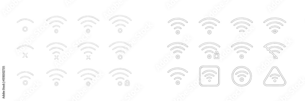 Variety of Wi-Fi symbols illustrating different connectivity statuses ...