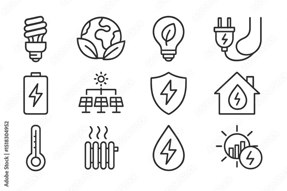 Energy conservation symbols representing sustainability and renewable ...
